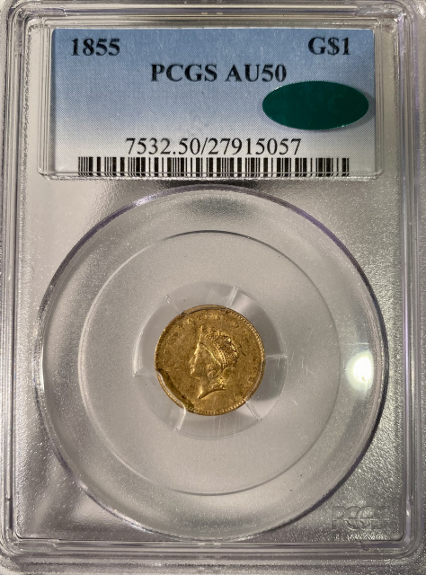1855 PCGS AU50 CAC - Scarsdale Coin