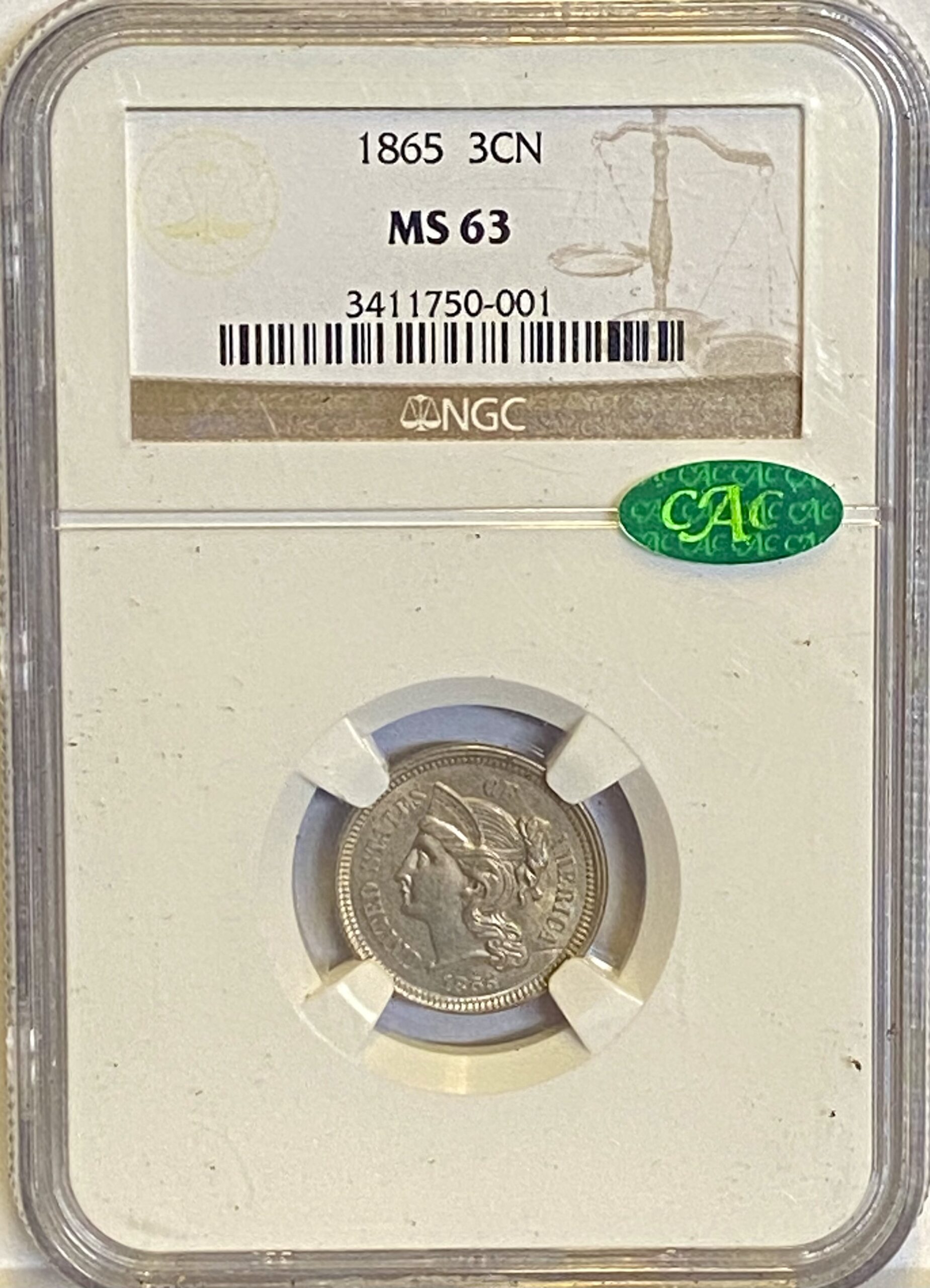 1865 NGC MS63 CAC - Scarsdale Coin