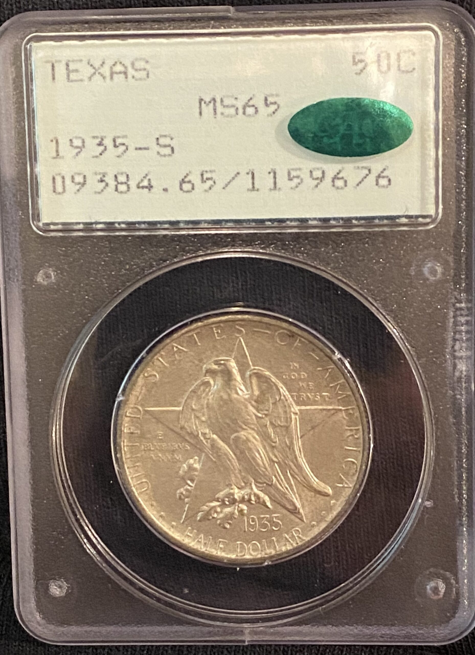 Texas 1935-S PCGS MS65 Rattler CAC - Scarsdale Coin