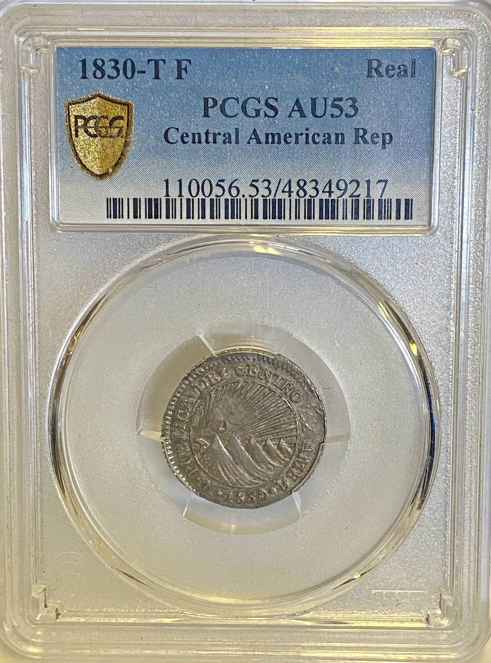 1830 TF Central American Republic 1 Real, PCGS AU53 - Scarsdale Coin