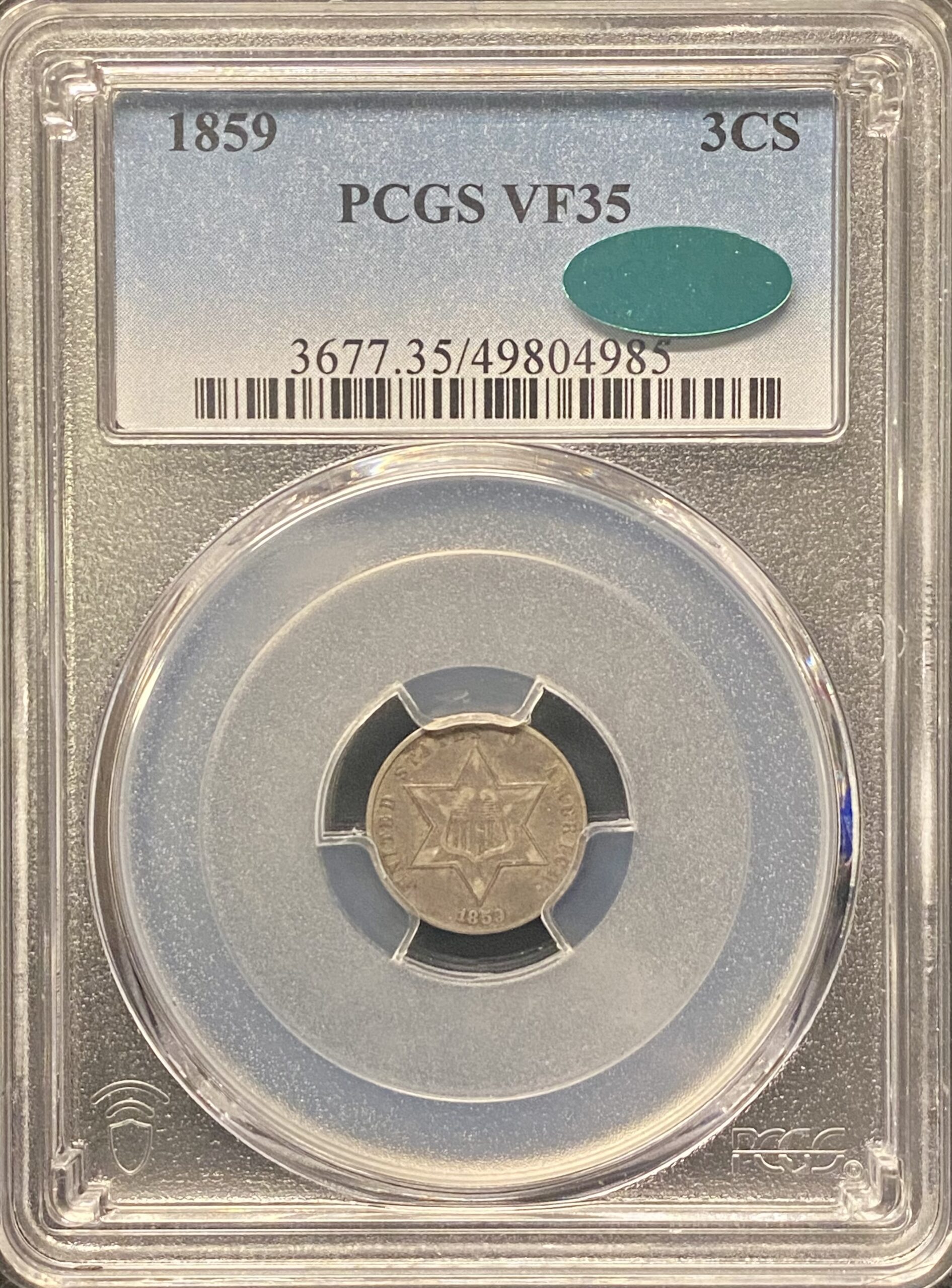 1859 PCGS VF35 CAC - Scarsdale Coin