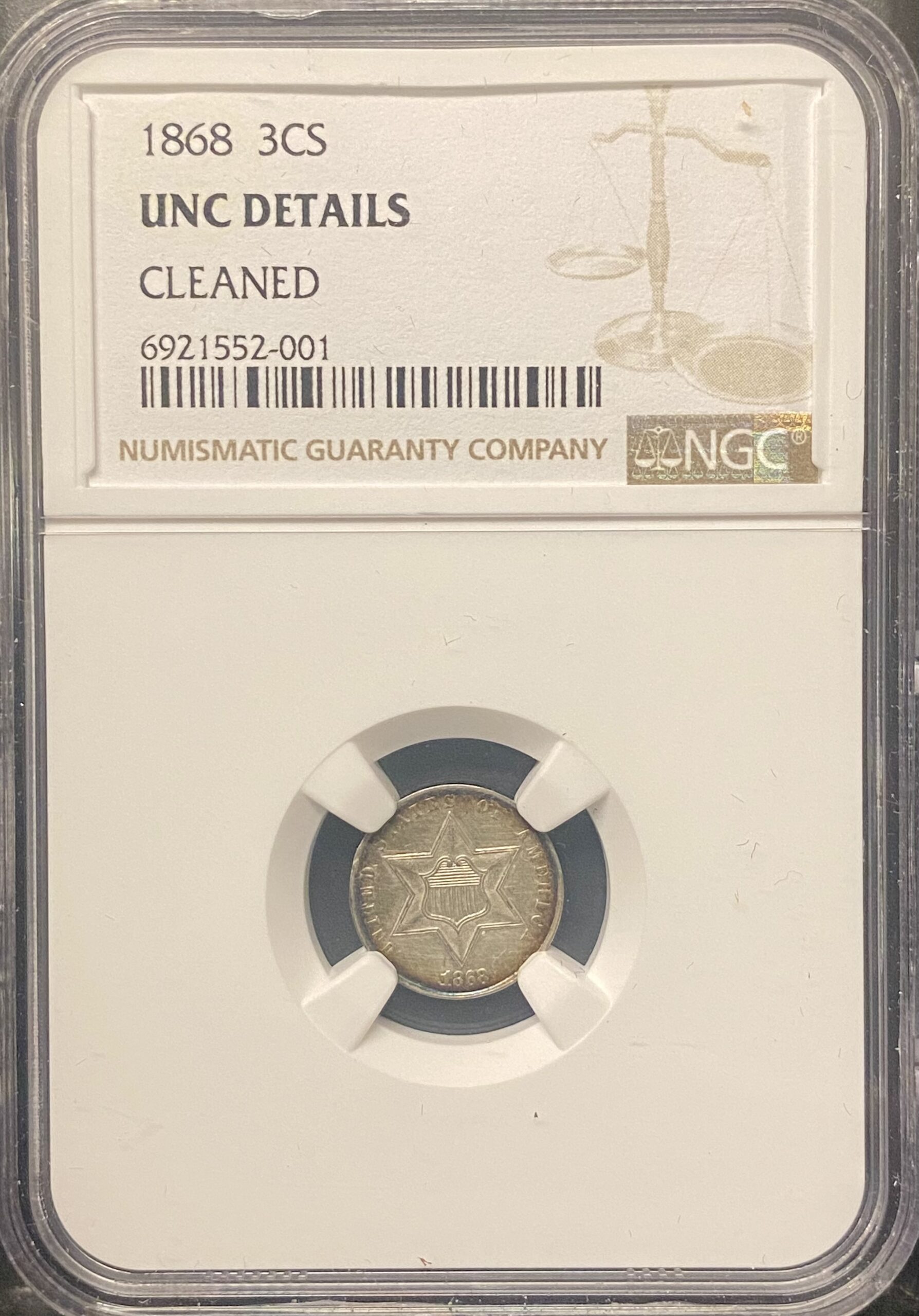 1868 NGC UNC Details - Scarsdale Coin