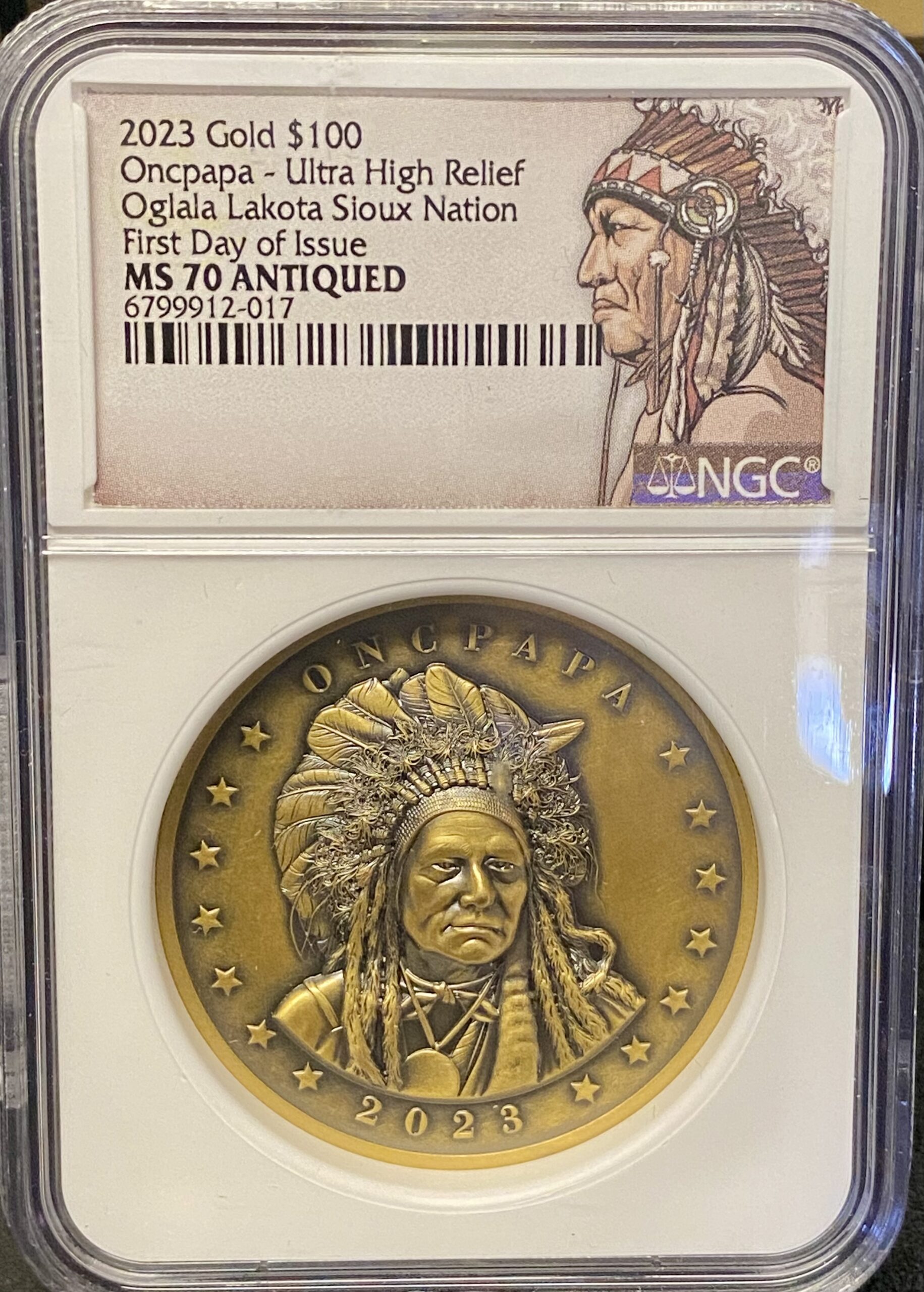 2023 $100 Sioux Nation Oglala Lakota Gold, Oncpapa - Ultra High Relief ...