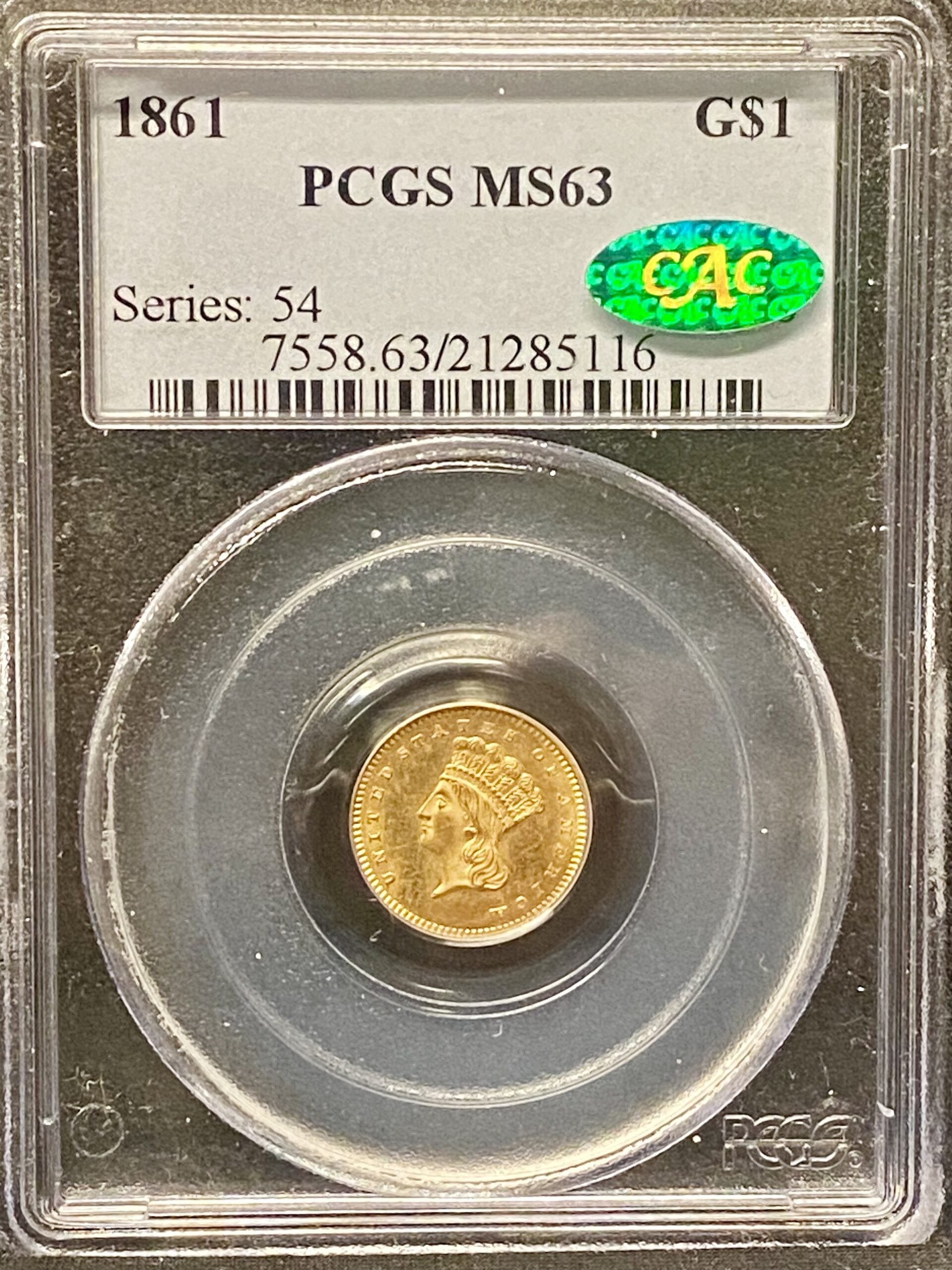 1861 PCGS MS63 CAC - Scarsdale Coin